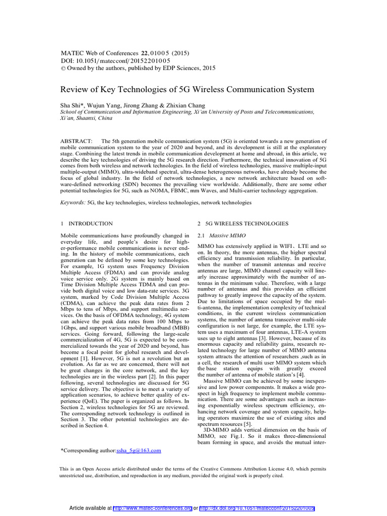 Key Technologies for 5G Wireless Communication | PDF | Orthogonal ...