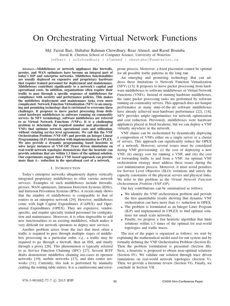 On Orchestrating Virtual Network Functions | PDF | Mathematical Optimization | Computer Network