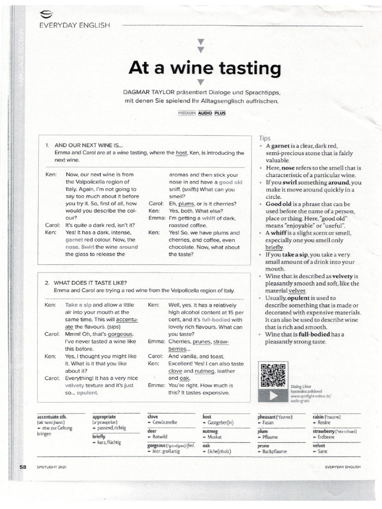 Vocabulary - Wine Tasting | PDF