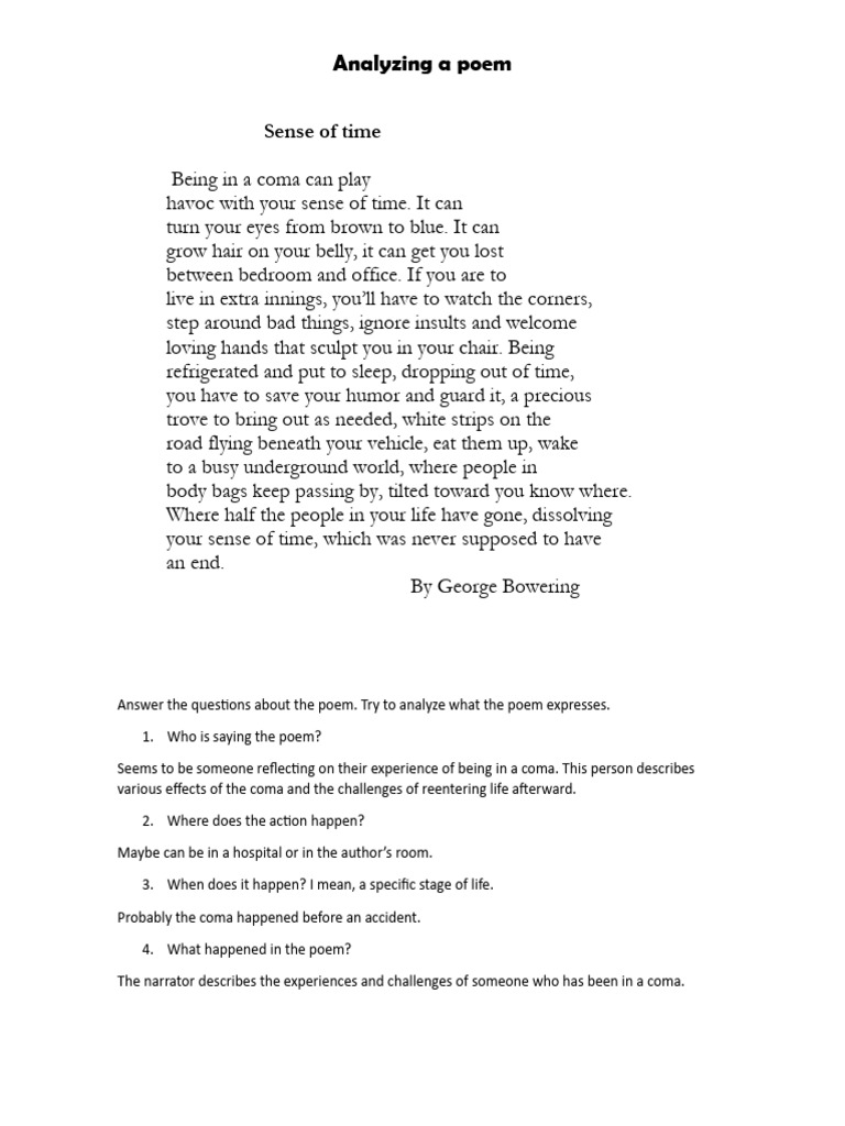 Analyzing A Poem - Sensory | PDF | Taste | Senses