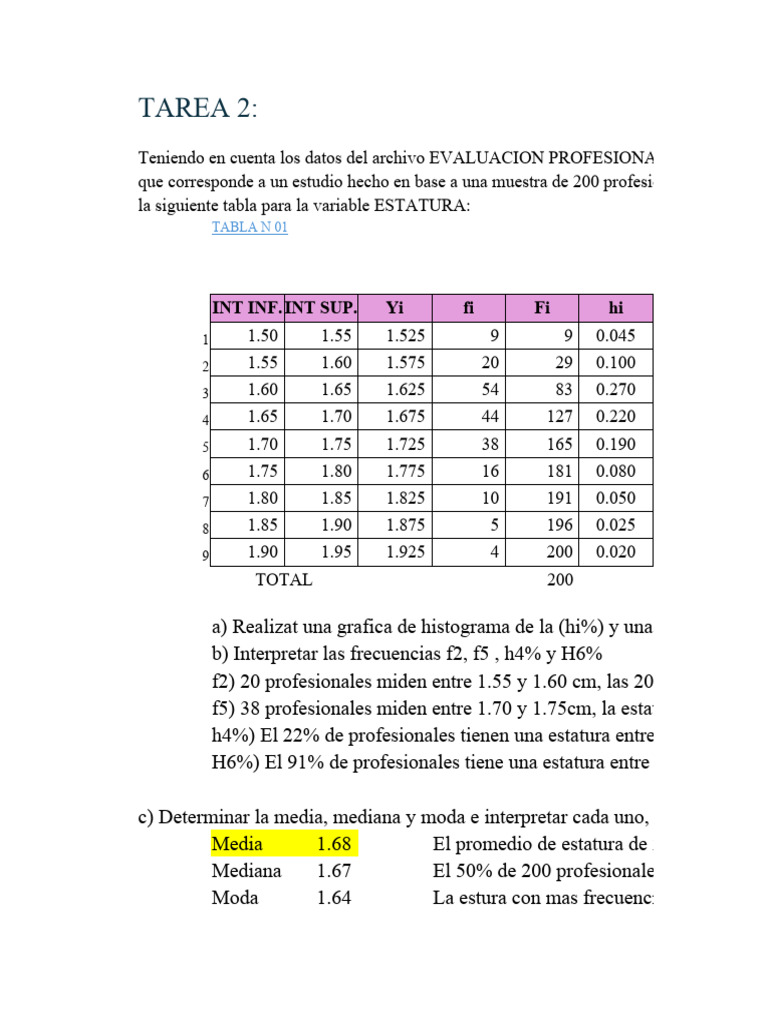 Tarea Estadistica General Ucsur | PDF