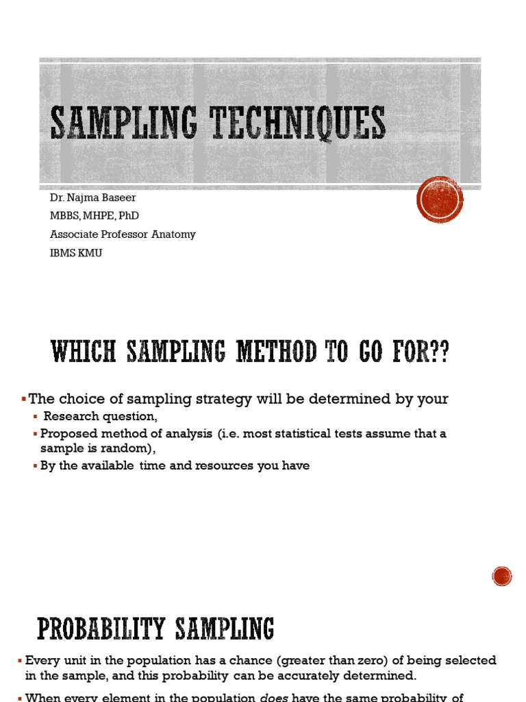 sampling techniques 2 | PDF | Sampling (Statistics) | Stratified Sampling