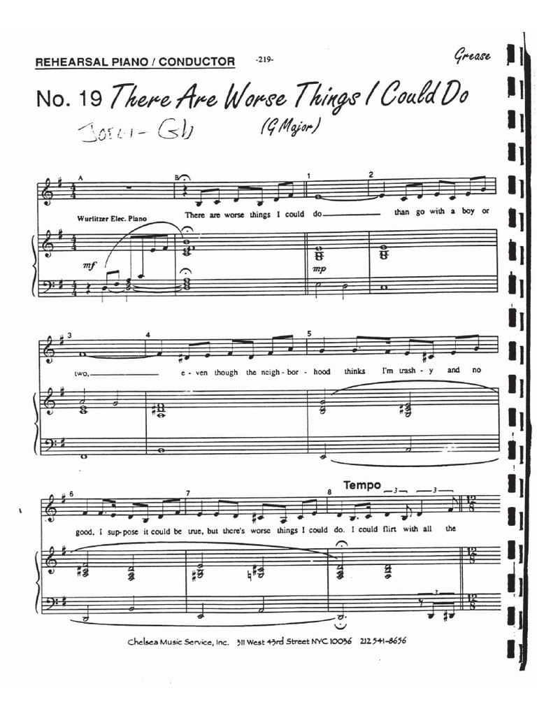 There Are Worse Things I Could Do - Grease | PDF