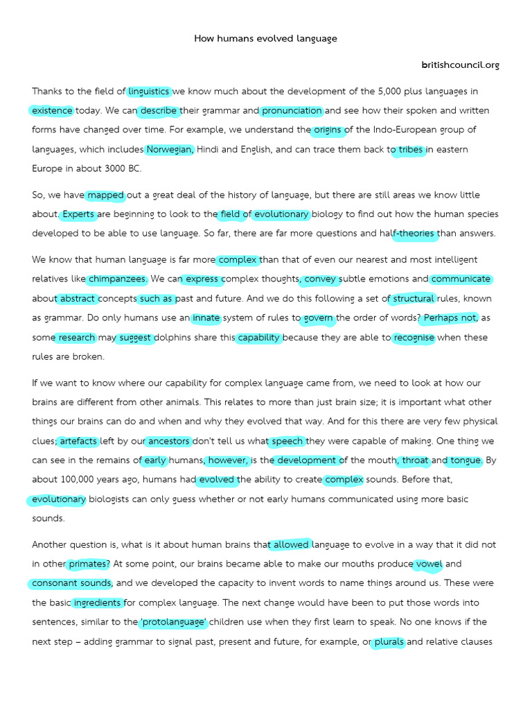 How Humans Evolved Language | PDF | Human | Evolution
