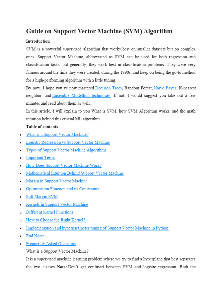 SVM Part A | PDF | Support Vector Machine | Theoretical Computer Science SVM Part A | PDF | Support Vector Machine | Theoretical Computer Science