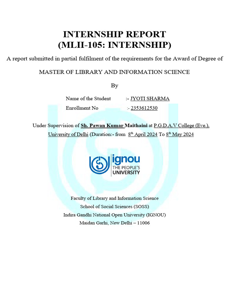 Internship Report Mlis-Pgdav | PDF | Libraries | Image Scanner