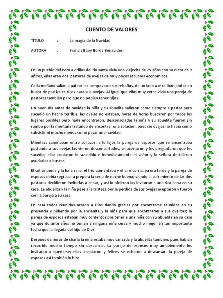 Cuento De Valores Pdf Oveja Navidad
