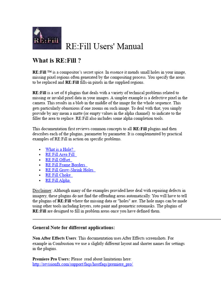 Refill Manual | PDF | Imaging | Multidimensional Signal Processing