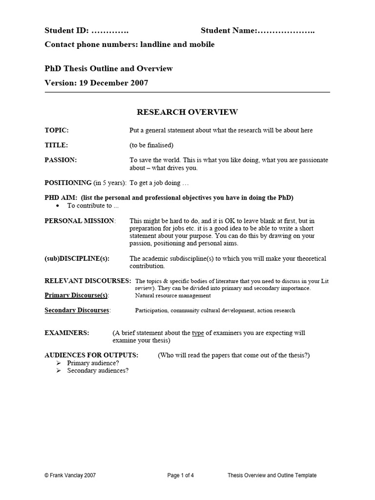 Thesis Outline Template | Download Free PDF | Thesis | Methodology