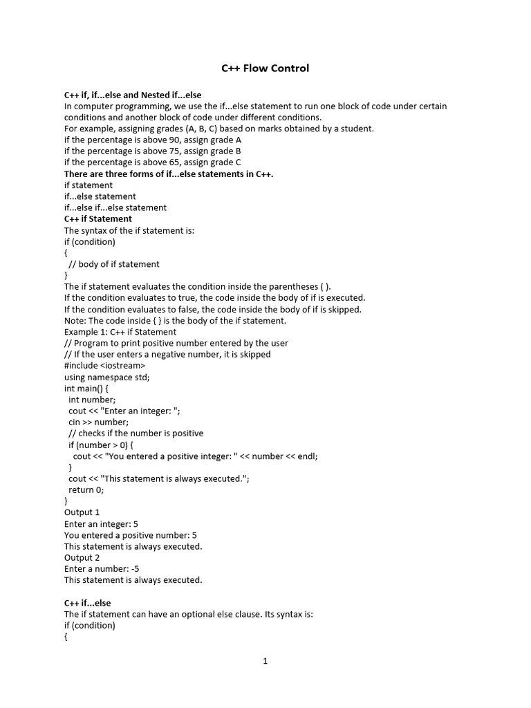 C++ Flow Control | PDF | C++ | Namespace C++ Flow Control | PDF | C++ | Namespace