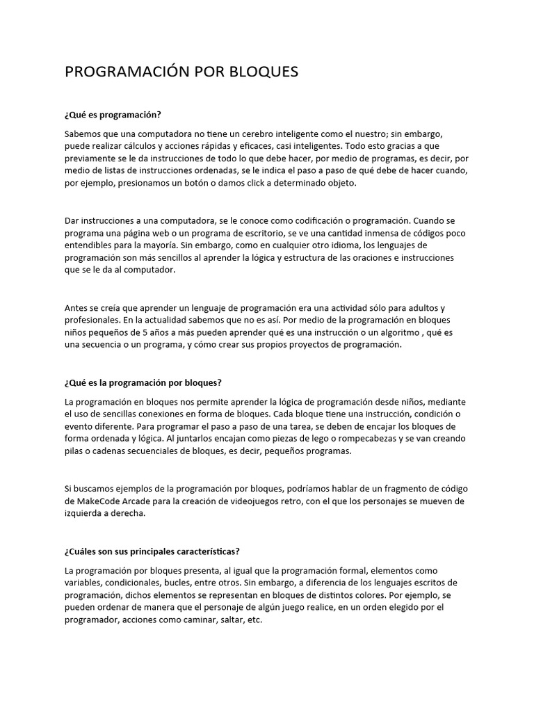 Programación Por Bloques | PDF | Programación de computadoras ...