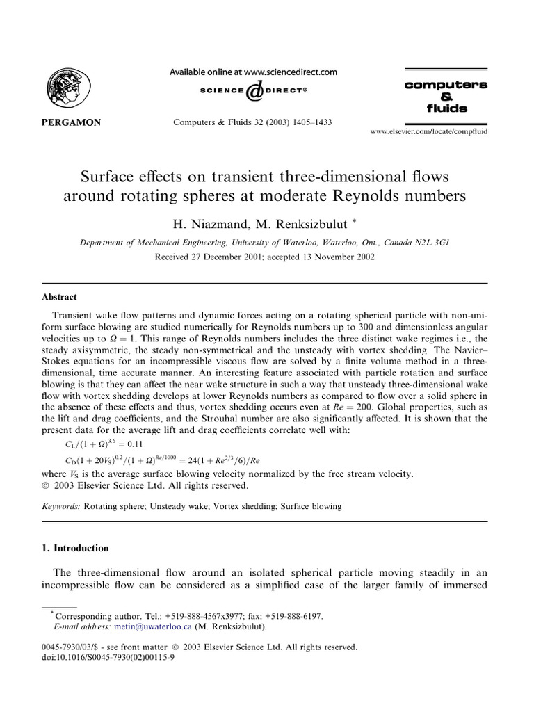Surface Effects On Transient Three-Dimensional Flows | PDF | Fluid ...