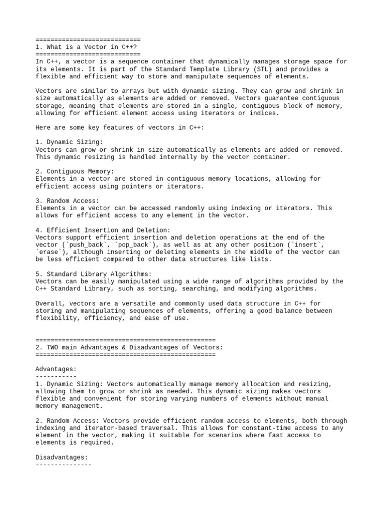 Vectors Explained With 20 Functions 28mar24 | PDF | C++ | Data Management