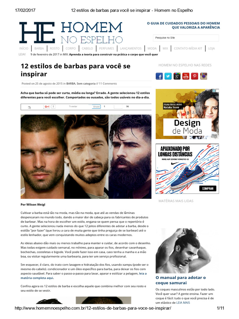 Tipos de Barba - Estilos Pra Se Inspirar | PDF | Barba | Pelo facial