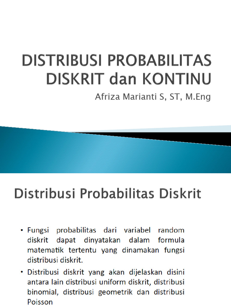 5. DISTRIBUSI PROBABILITAS DISKRIT dan KONTINU | PDF