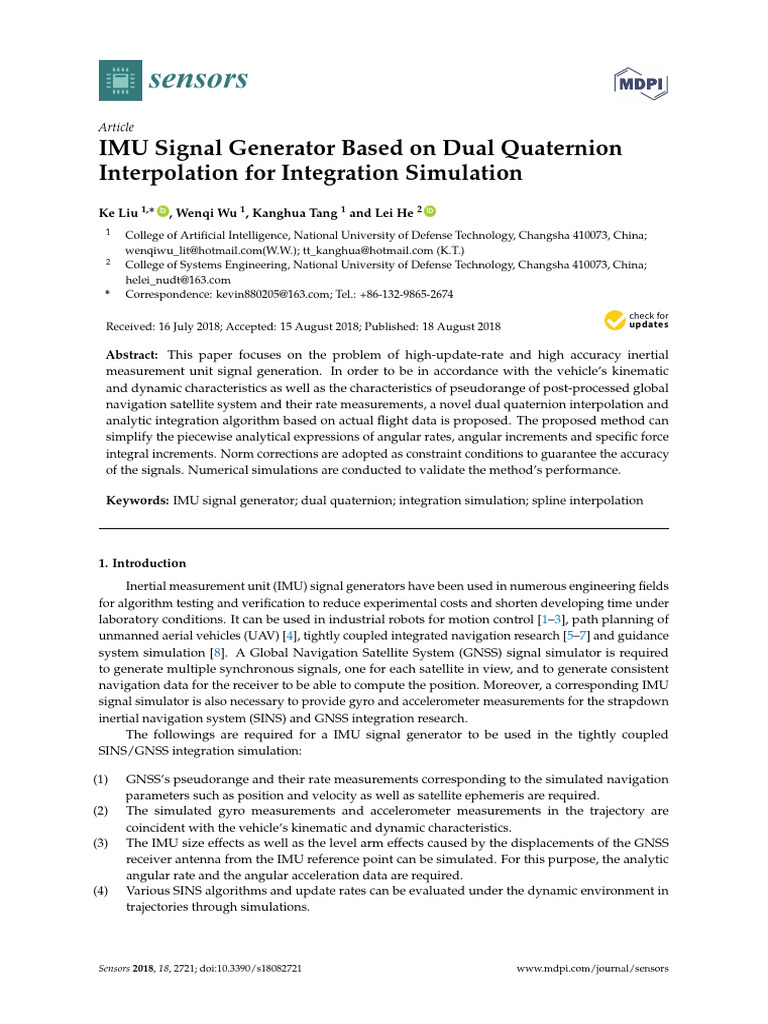 IMU Signal Generator Based On Dual Quaternion Inte | PDF | Inertial ... IMU Signal Generator Based On Dual Quaternion Inte | PDF | Inertial ...