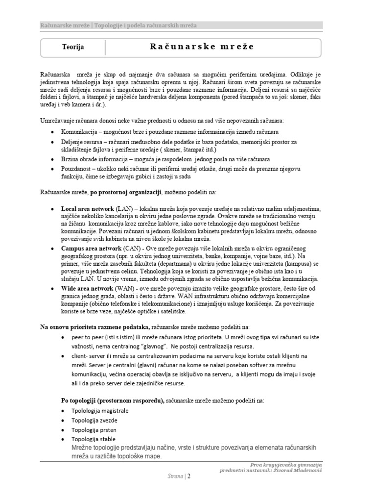 01 - Racunarske Mreze | PDF