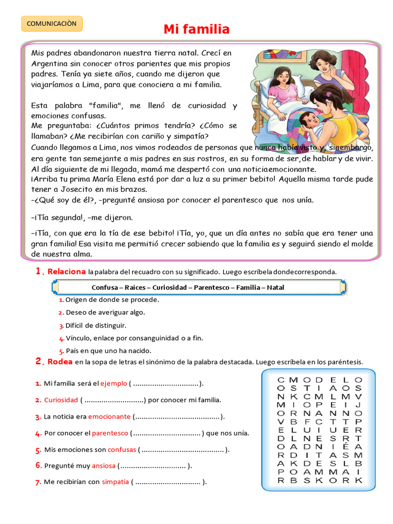 Ficha Leemos Un Texto Mi Familia | PDF | Novela negra, policíaca y suspenso