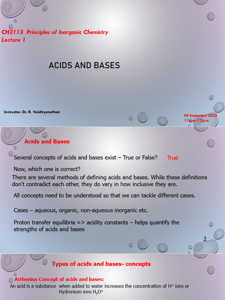 CH2113 Lecture 1 | PDF | Acid | Chemical Substances