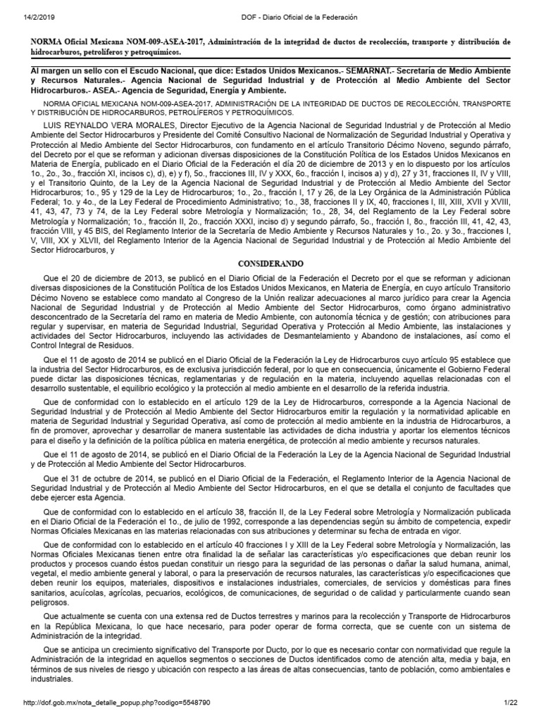 Nom 009 Asea 2017 | PDF | México | Petróleo Nom 009 Asea 2017 | PDF | México | Petróleo