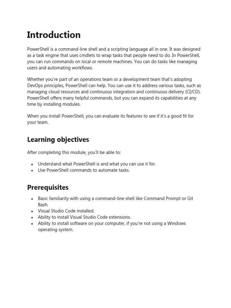 Introduction To Powershell | PDF | Command Line Interface | Shell (Computing)
