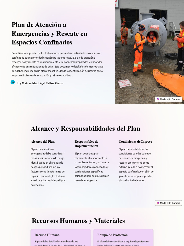 Plan de Atencion A Emergencias y Rescate en Espacios Confinados | PDF | Primeros auxilios ...
