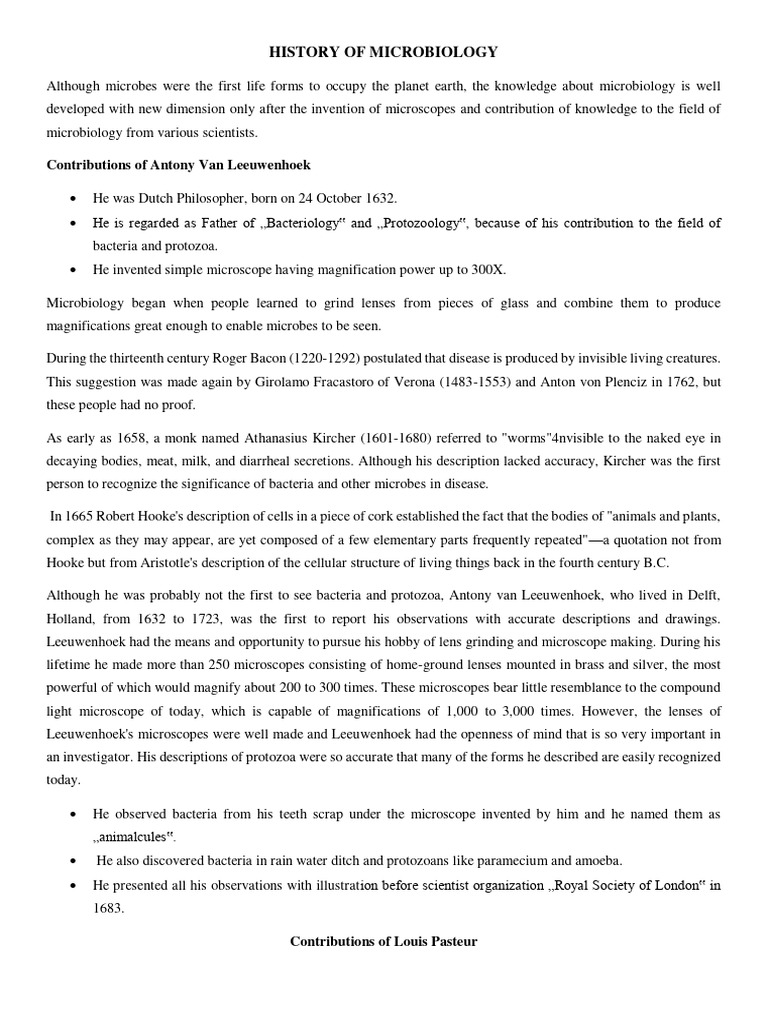 History of Microbiology | PDF | Microbiology | Bacteria