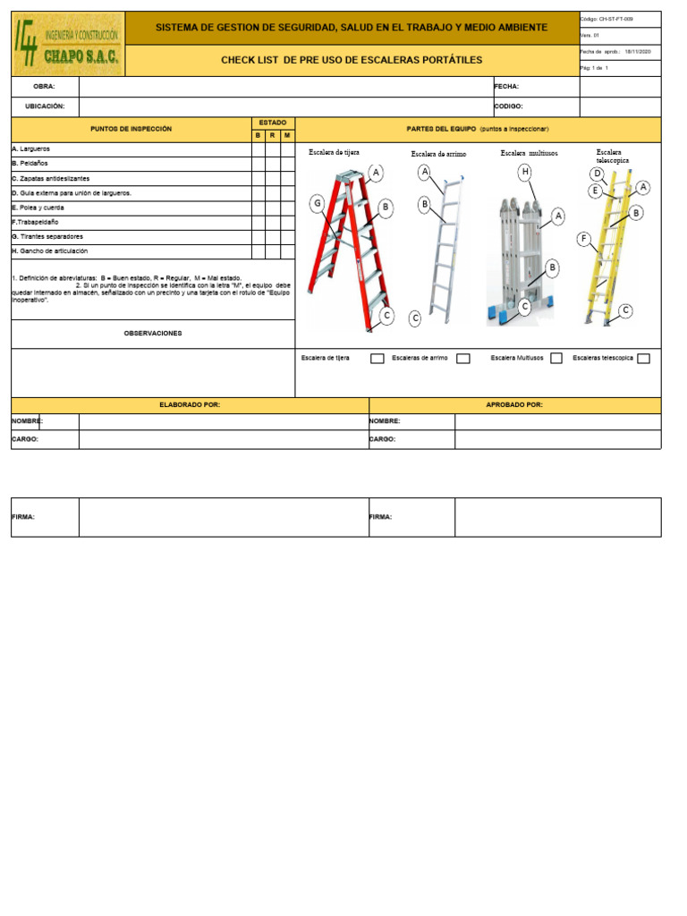 Check List 009 Escaleras Portatiles | PDF