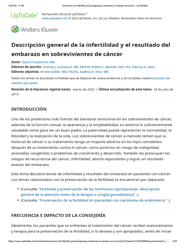 Overview of Infertility and Pregnancy Outcome in Cancer Survivors ...