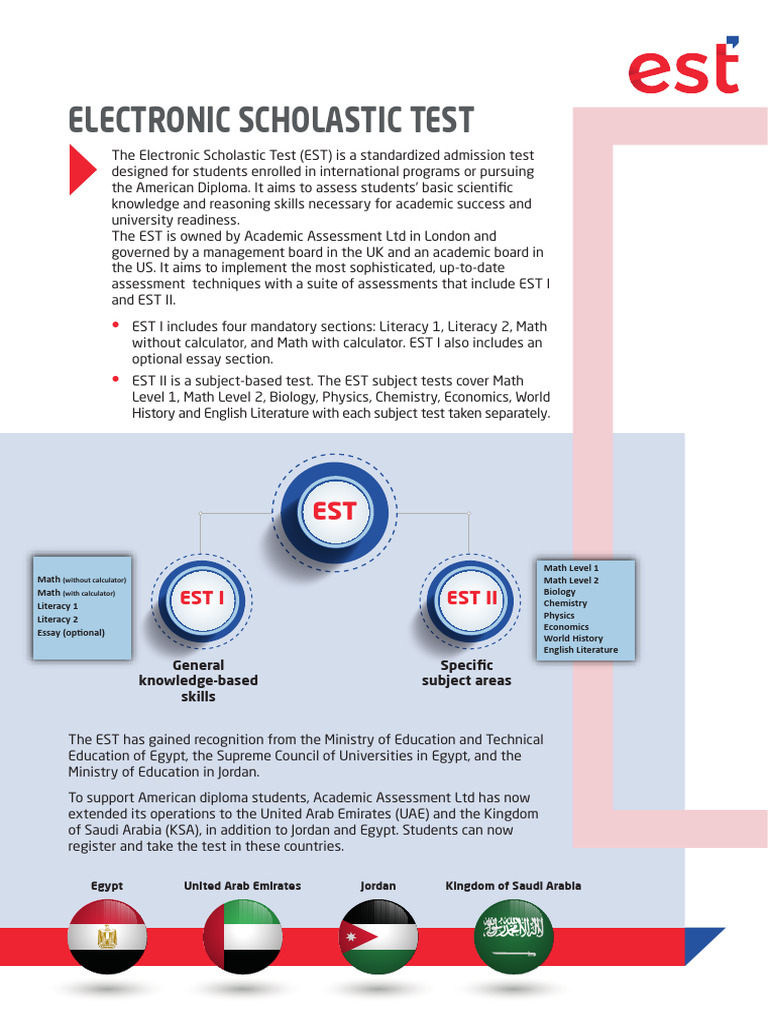 EST Brochure Jordan | PDF | Multiple Choice | Sat