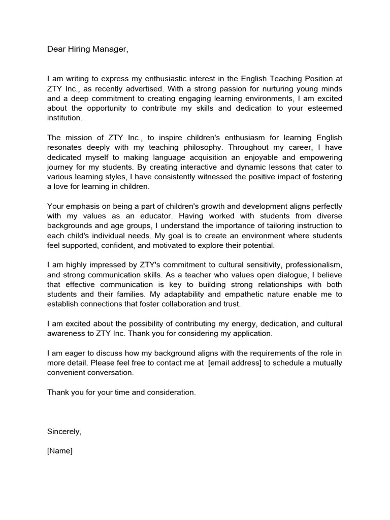 ALT Cover Letter - SAMPLE | PDF | Self-Improvement | Wellness