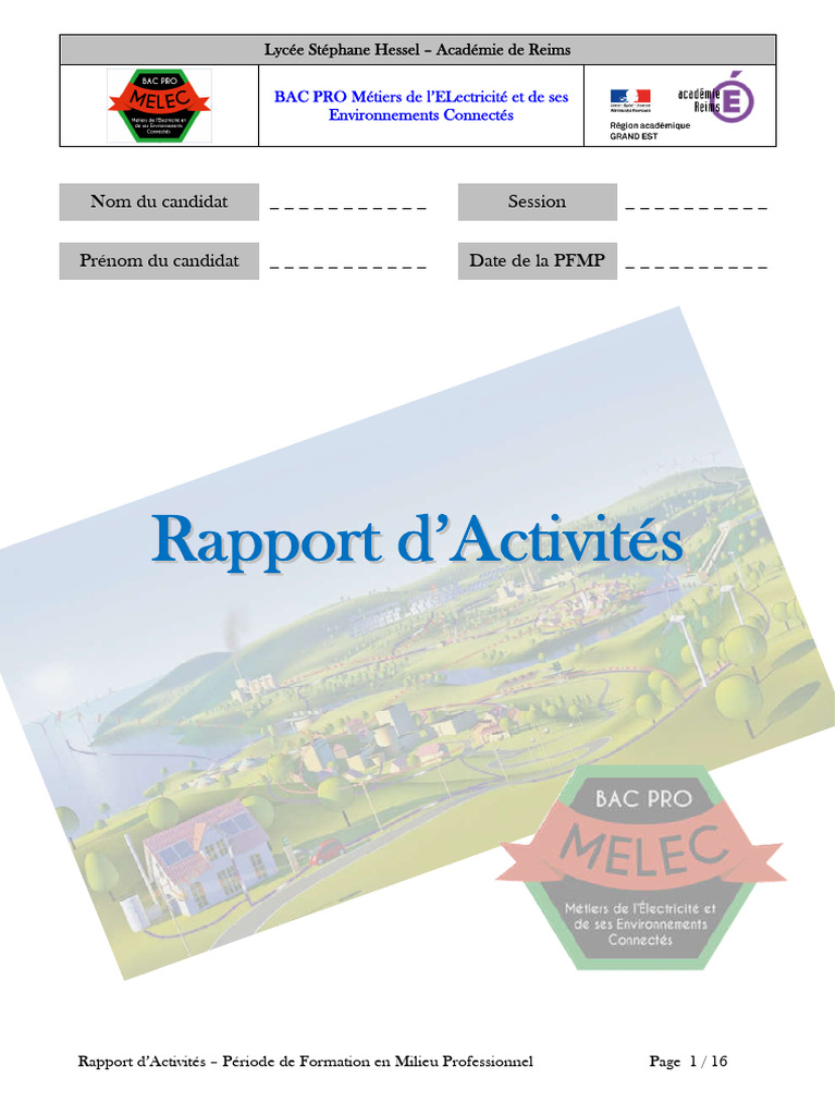 Rapport d'Activités BAC PRO Électricité | PDF