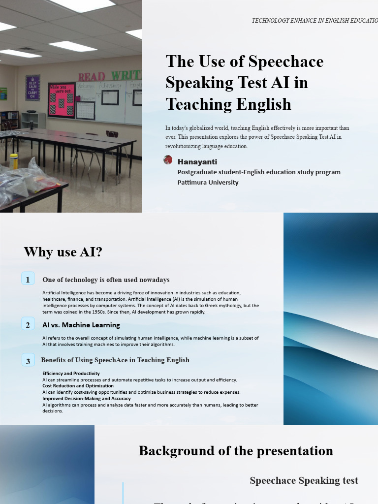 The Use of SpeechAce Speaking Test AI in Teaching-English | PDF ...