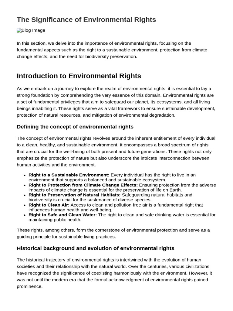 The Significance of Environmental Rights | PDF | Conservation Biology ...