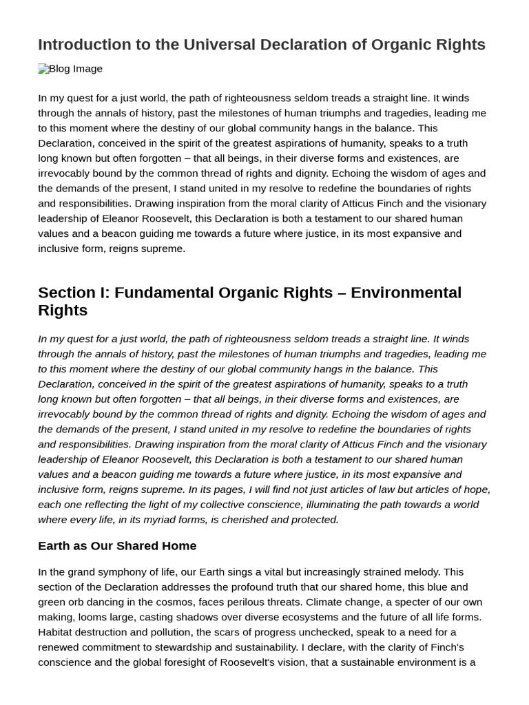 Introduction To The Universal Declaration of Organic Rights | Download ...