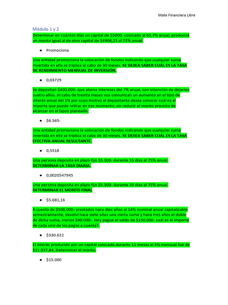 Mate Financiera - Word Completo Final | PDF | Interés | Crédito