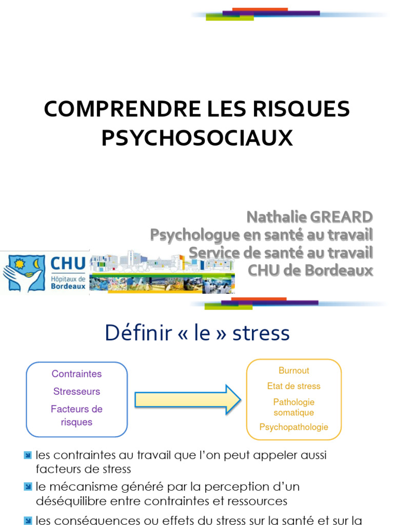 Risques psychosociaux au travail : enjeux et diagnostics | PDF ...