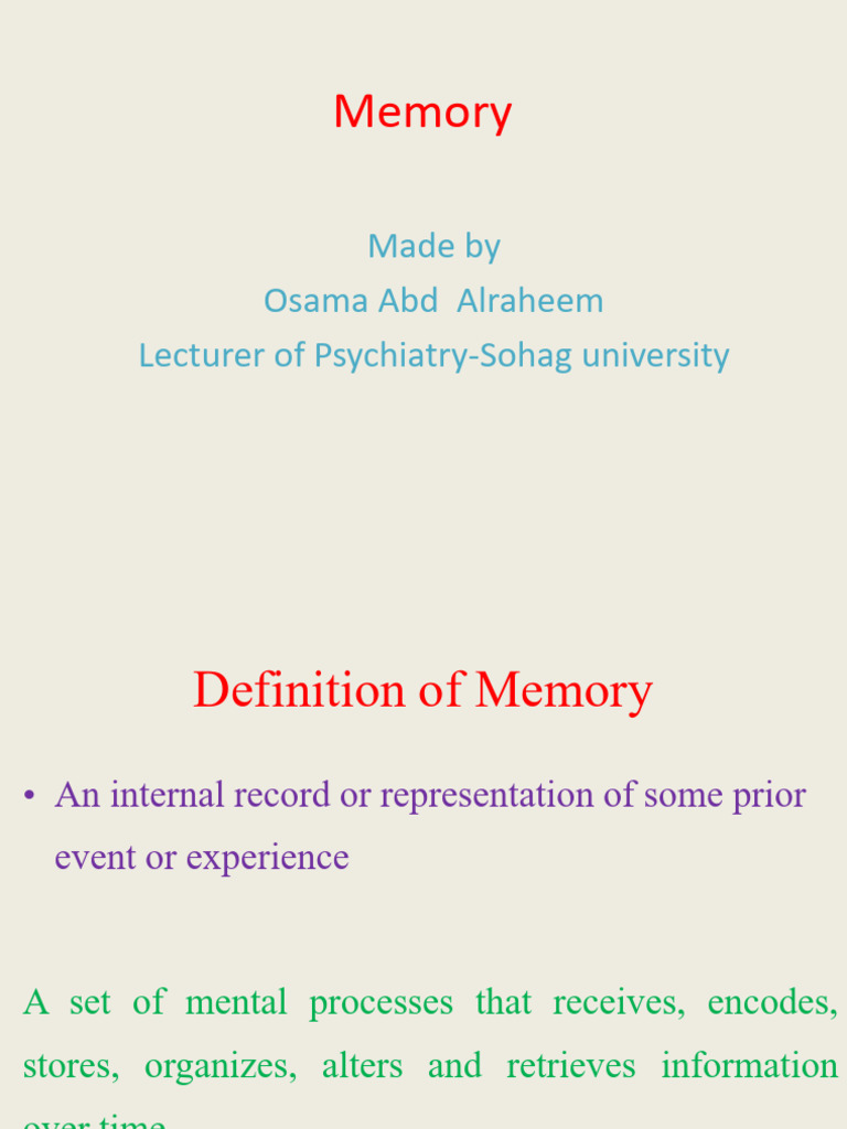 Lec 6 Psychology of Memory | PDF | Memory | Recall (Memory)