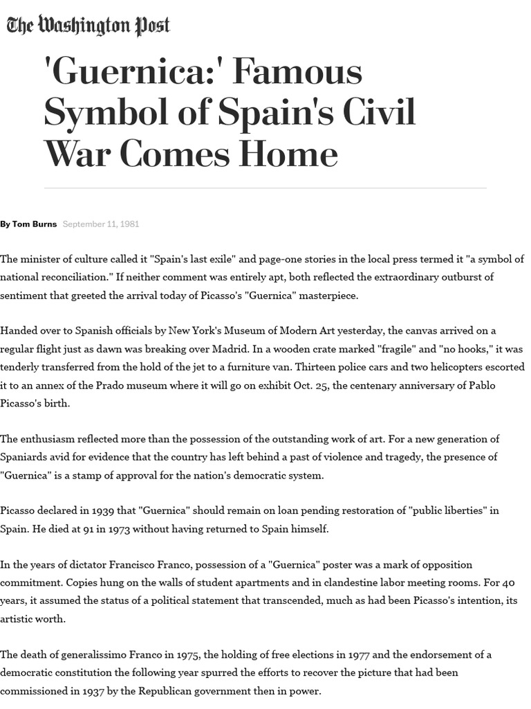 'Guernica:' Famous Symbol of Spain's Civil War Comes Home - The ...