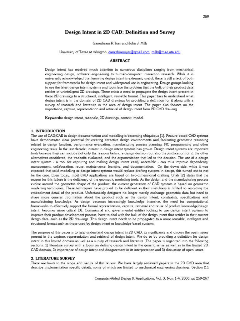 Design Intent in 2D CAD | PDF | Computer Aided Design | Conceptual Model