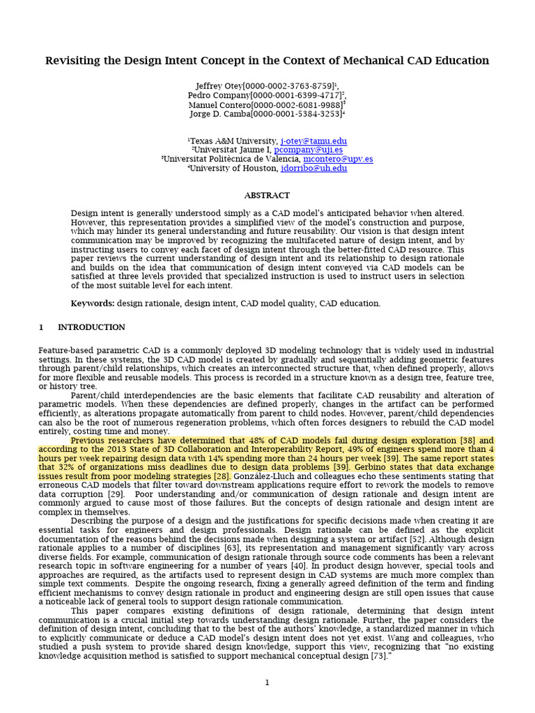 Revisiting The Design Intent Concept | PDF | Computer Aided Design ...