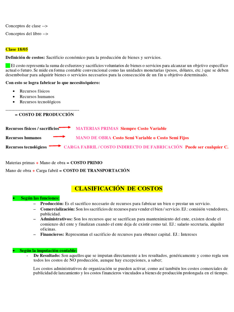 Conceptos y Clasificación de Costos | PDF | Costo | Salario