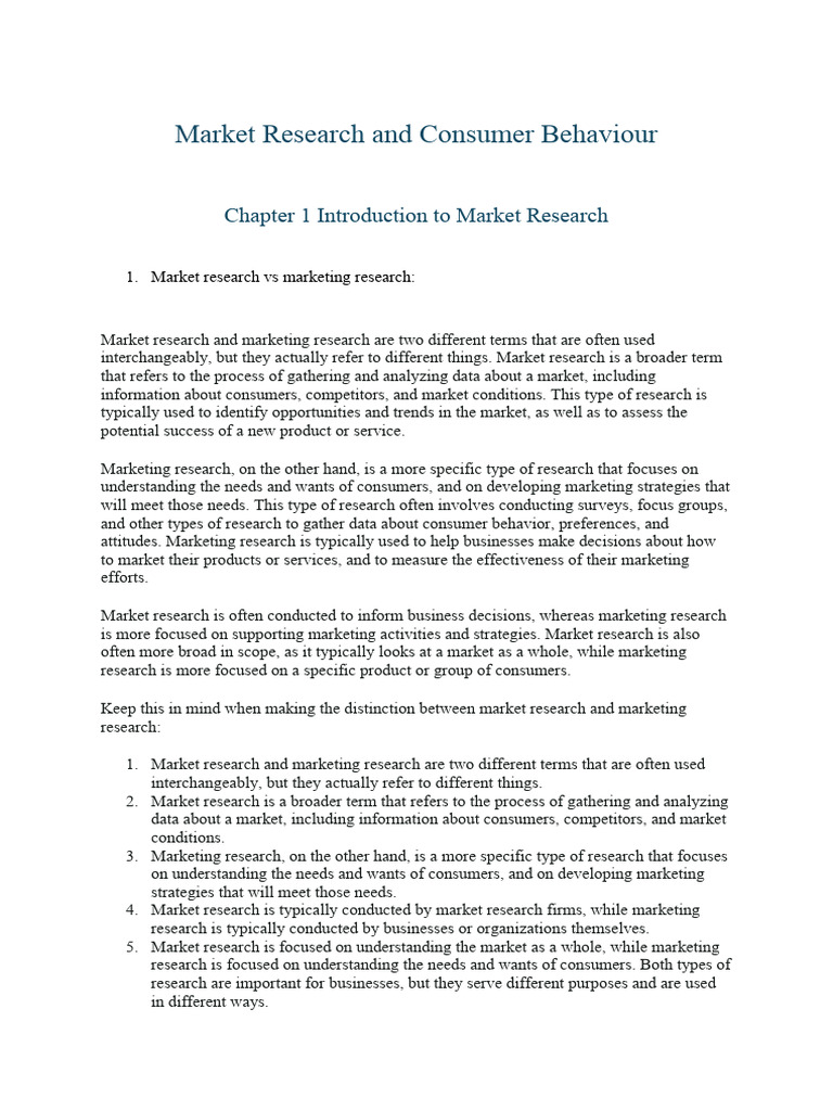 Market Research and Consumer Behaviour (AutoRecovered) | PDF | Sampling (Statistics) | Consumer ...