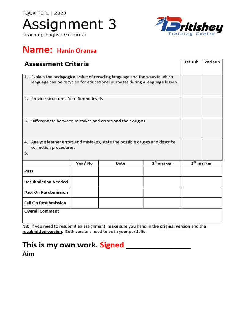 Assignment 3 3 | PDF | Second Language | Learning