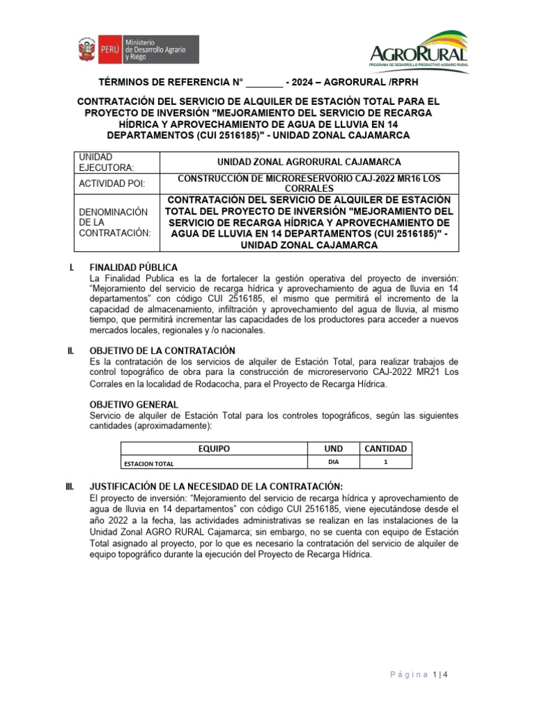 3 TDR - Alquiler Estación Total | PDF | Corrupción política