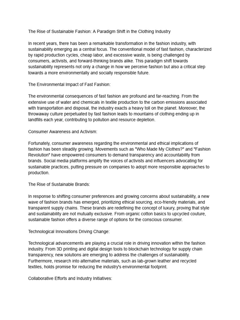 Sustainable Fashion Revolution | PDF | Sustainability | Fashion
