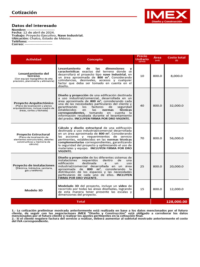 Proyecto Ejecutivo, Nave Industrial, Chalco Edo. Mex. | PDF | Topografía