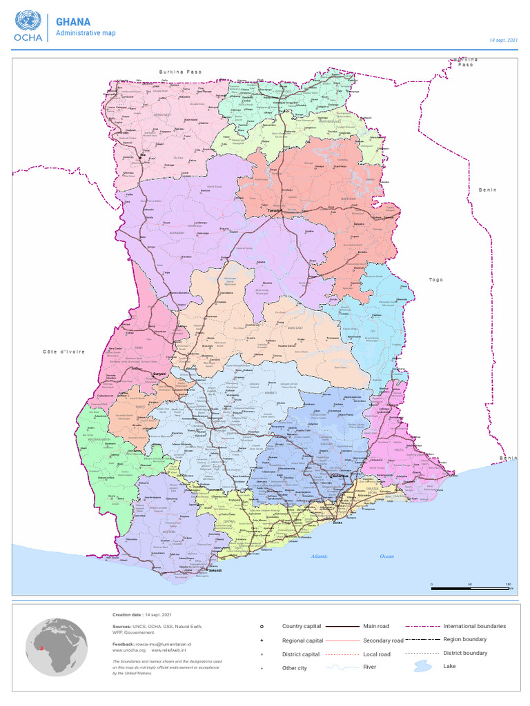 Ghana Administrative Map A0 | Download Free PDF | West Africa | Ghana