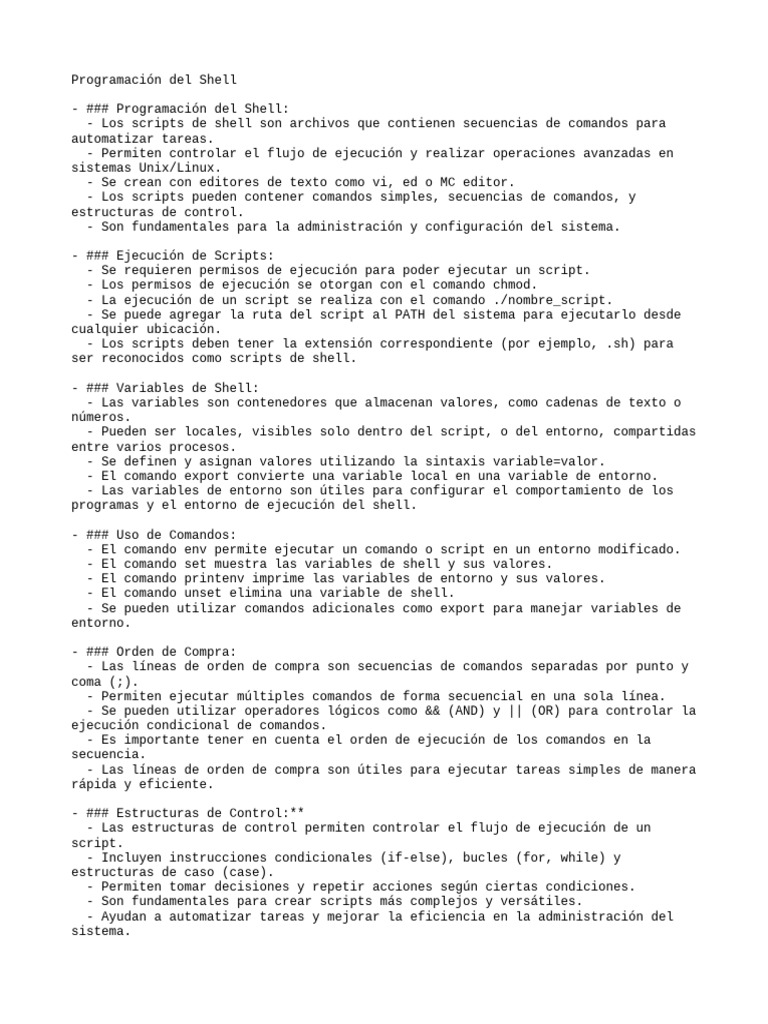 Programación Del Shell | Descargar gratis PDF | Lenguaje de escritura ...