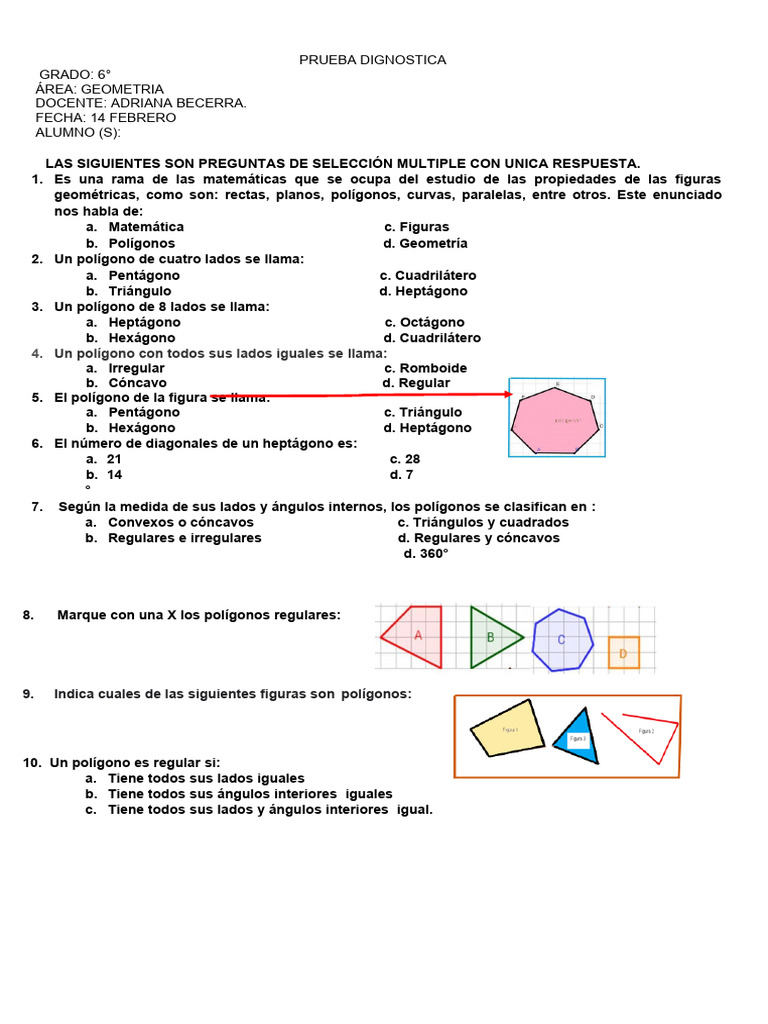 Prueba de Geometria | PDF | Formas geométricas | Geometría del plano euclidiano